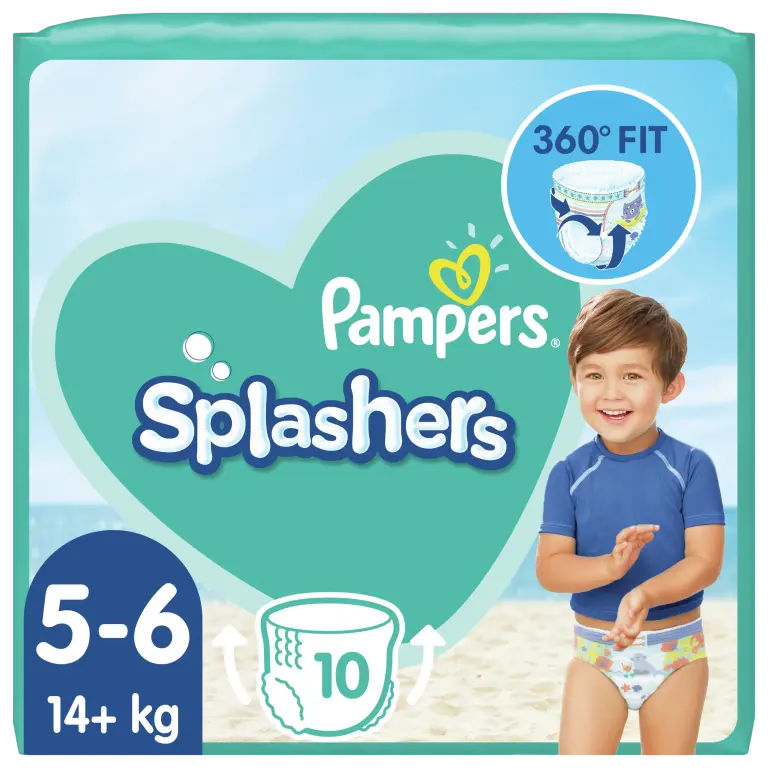 PAMPERS SPLASH JUNIOR 5-6 detské plienky na plávanie (od 14+ kg) 10 kss - MEDIKAMENT.sk
