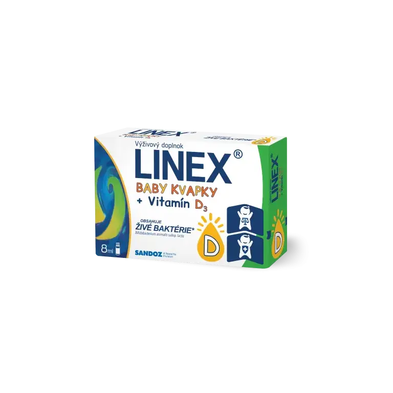 Sandoz LINEX baby s vitamínom D kvapky 8 ml - MEDIKAMENT.sk