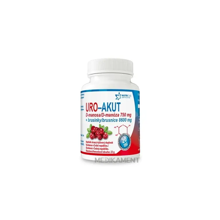 NUTRICIUS URO - AKUT D - manóza 750 mg + brusnice tablety 20 ks ...