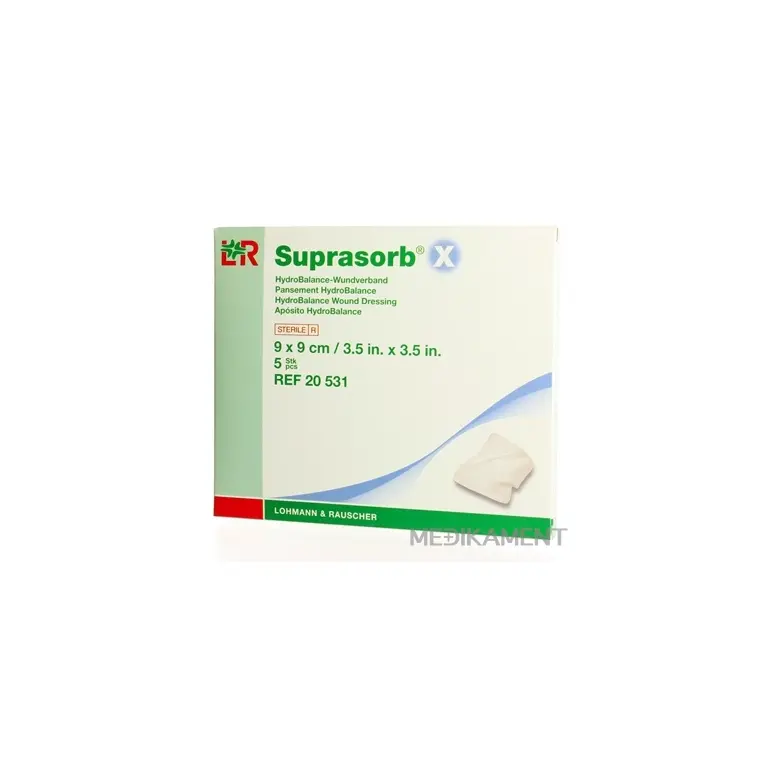 SUPRASORB X KRYTIE NA RANY kompresy hydrobalančné - vlhké hojenie 9 x 9 ...
