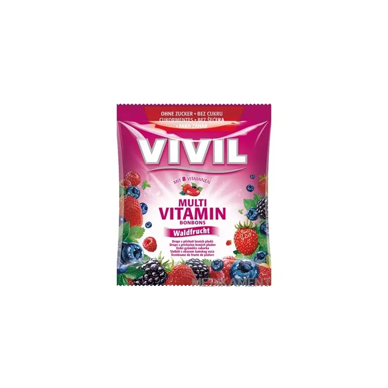 VIVIL BONBONS MULTIVITAMÍN drops s príchuťou lesného ovocia bez cukru ...